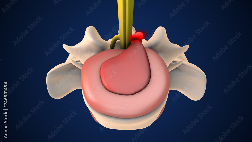 Medical animation of a herniated disc in the lumbar spine Stock ...