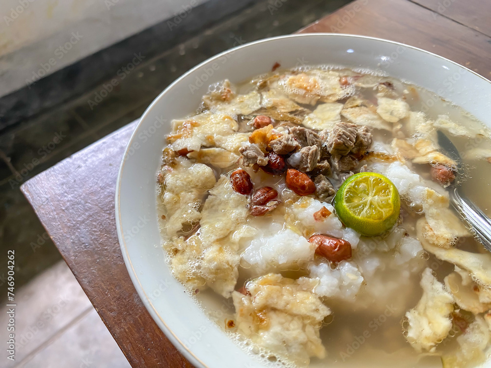 Bubur Sapi Pontianak or Beef Porridge is Indonesian traditional food ...