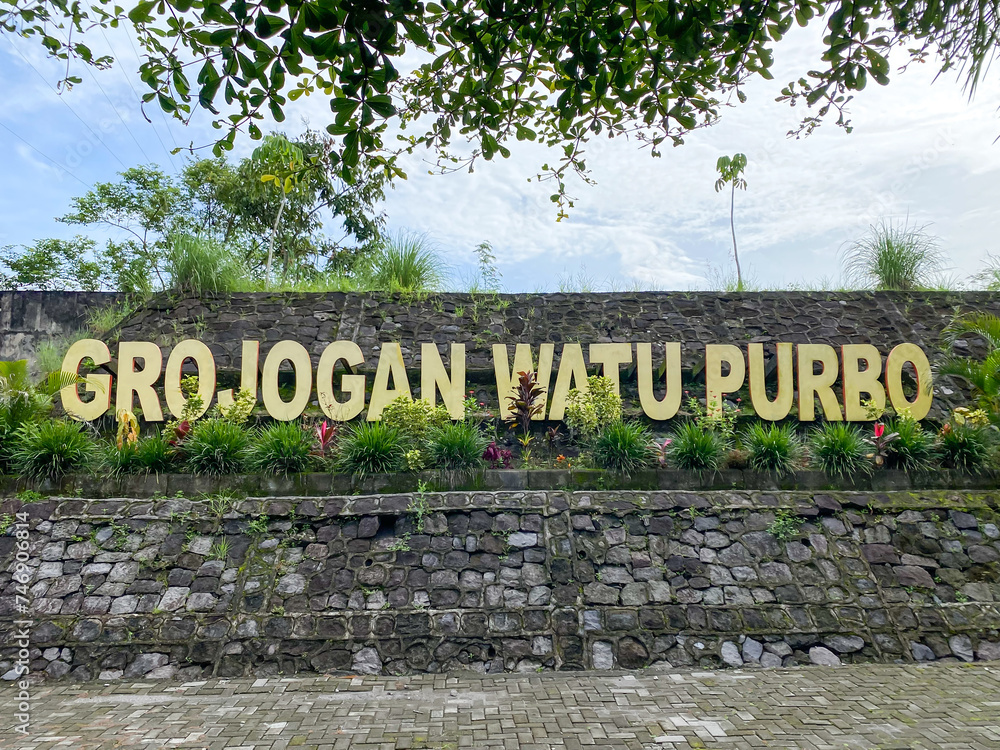 Yogyakarta, Indonesia - January 22, 2023: Grojogan Watu Purbo is a ...
