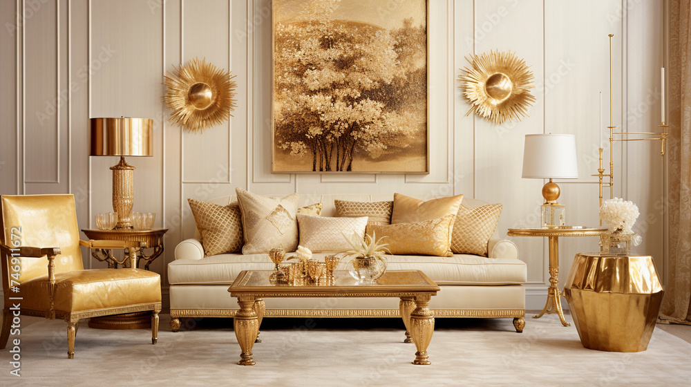 golden interior inspiration, lavish gold decor ideas, sophisticated ...
