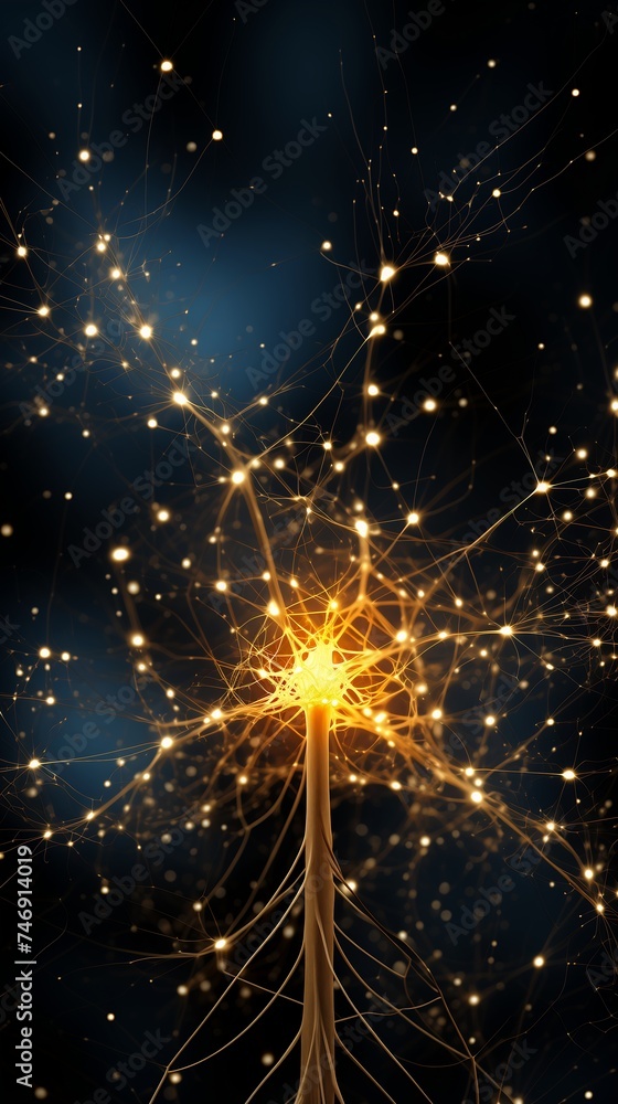 closeup cell phone light shining dense web neurons firing spell ...