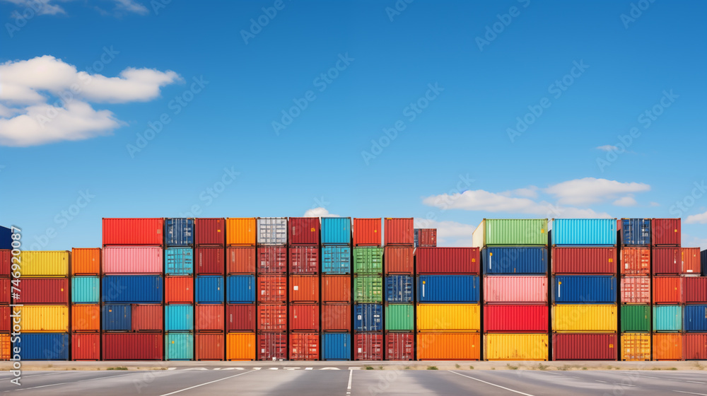 A close-up of a container storage yard with rows of multicolored ...