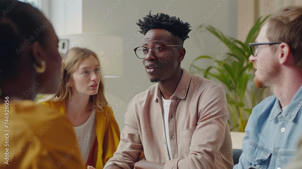 Multicultural Employee Sharing Ideas at Meeting. Work, Job, DEIB ...