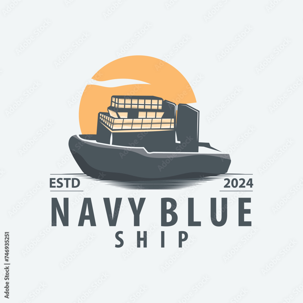 Simple template ship logo design vector marine transport company ...
