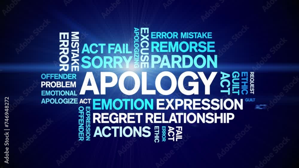 Apology animated word cloud;text design animation tag kinetic ...