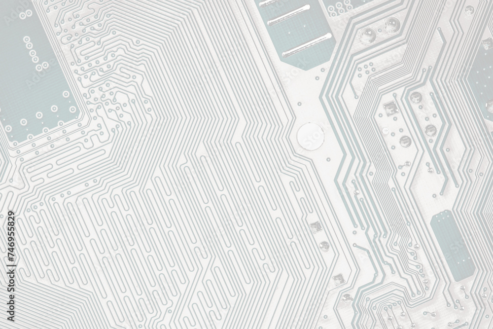 back side of computer mainboard. electrical connections of circuit ...