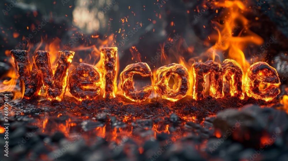 Fire Opal Crystal Welcome concept creative horizontal art poster ...