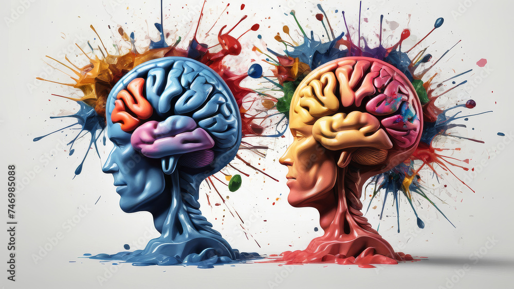 Left right human brain concept. Creative part and logical part with ...