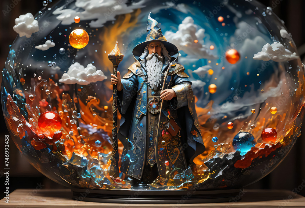 Beautiful wizard crystal ball watercolor magical fantasy world clipart ...