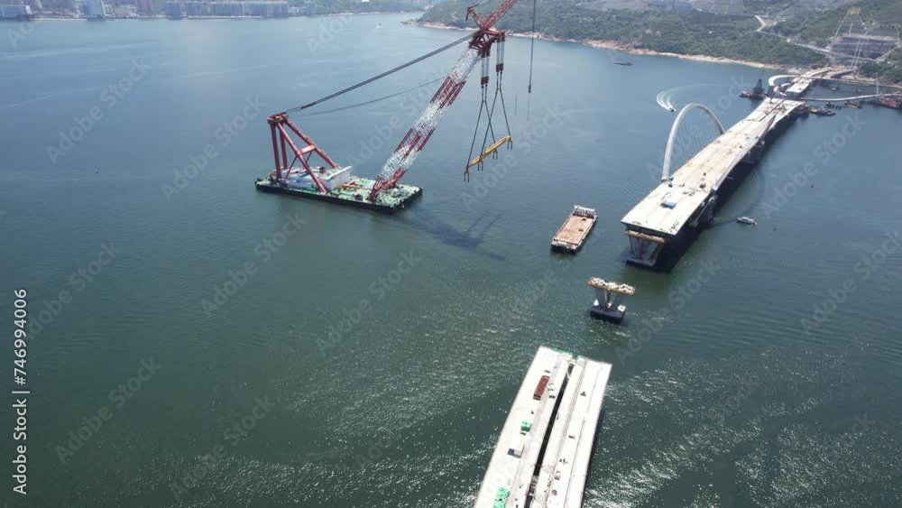 Hong Kong Tseung Kwan O Cross Bay Link Prefabricated steel arch bridge ...