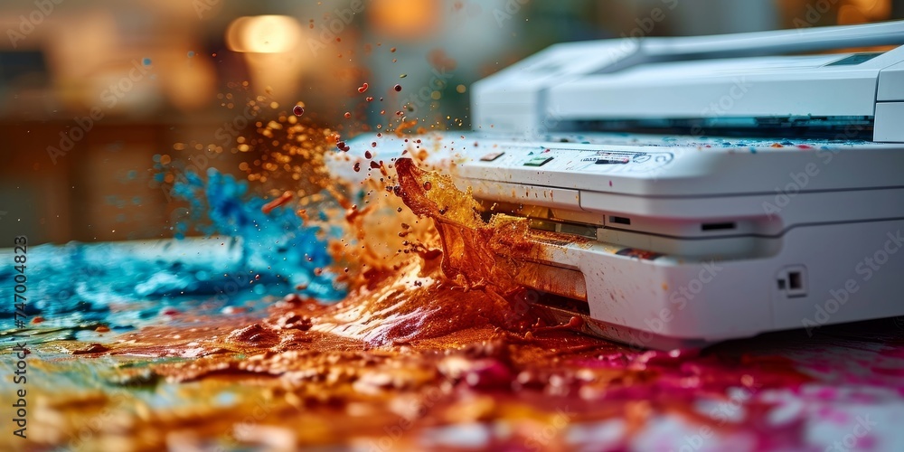 office or professional photocopier or printer with color splashes for ...