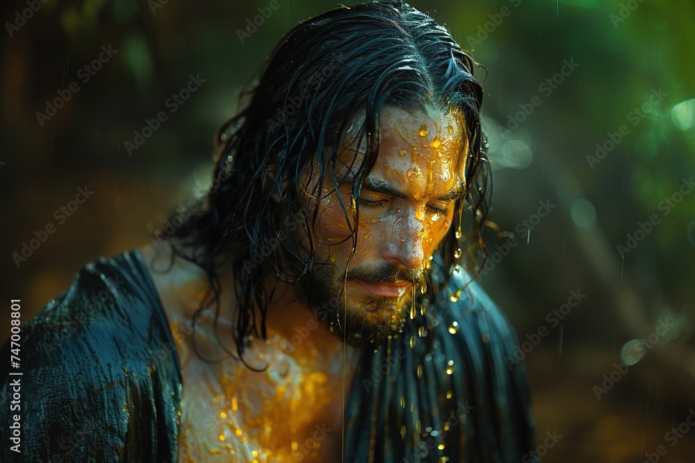 Jesus Christ anointed with the oil. Bible story. Stock Photo | Adobe Stock