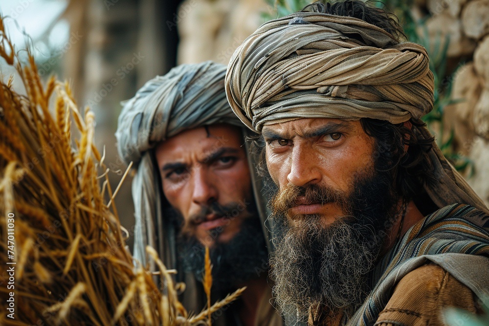 Rahab hide two israel spies on houses roof. Bible story. Stock Photo ...