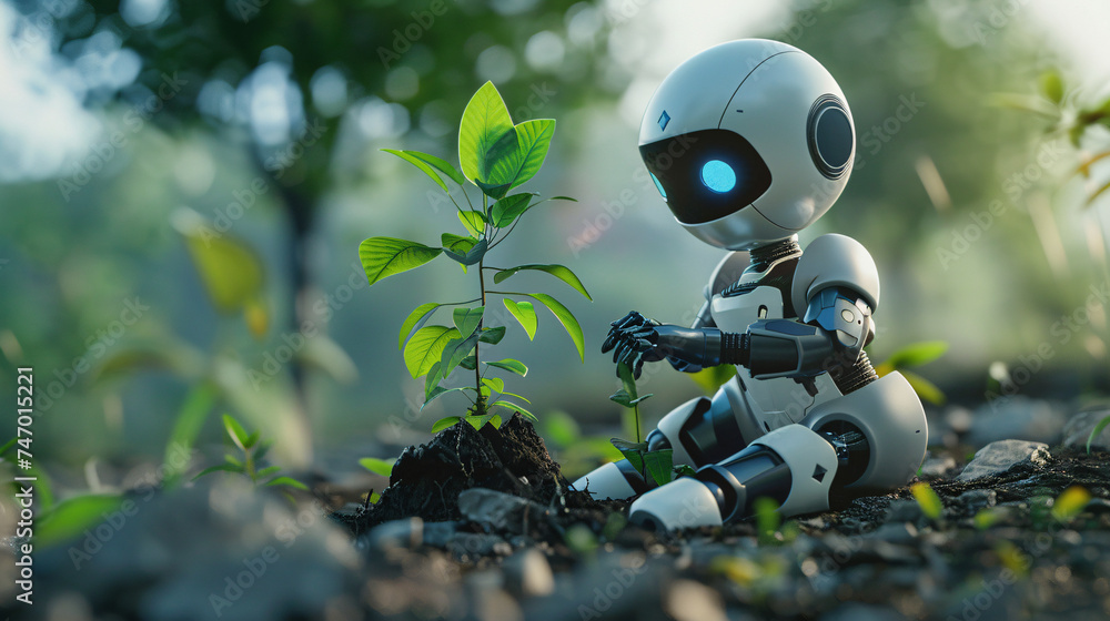 Animated AI mascot planting a tree symbolizing the integration of ...