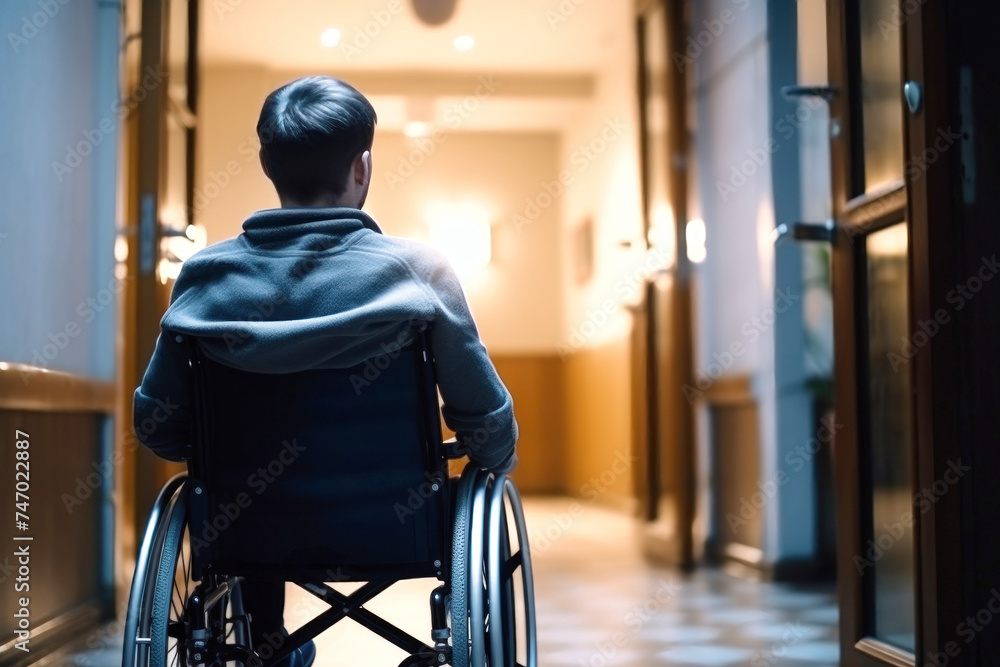 Man in Wheelchair in Hallway, A Depiction of Disability Loneliness ...