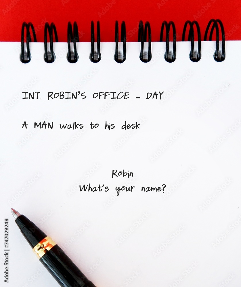 Typewriter with screenwriting scene written. Concept of professional ...