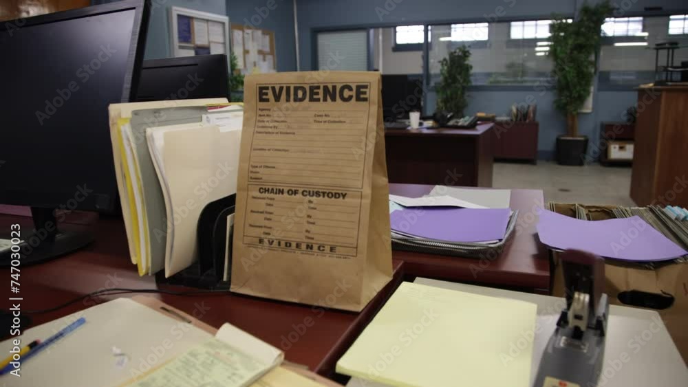 Evidence in an empty police precinct station Stock Video | Adobe Stock