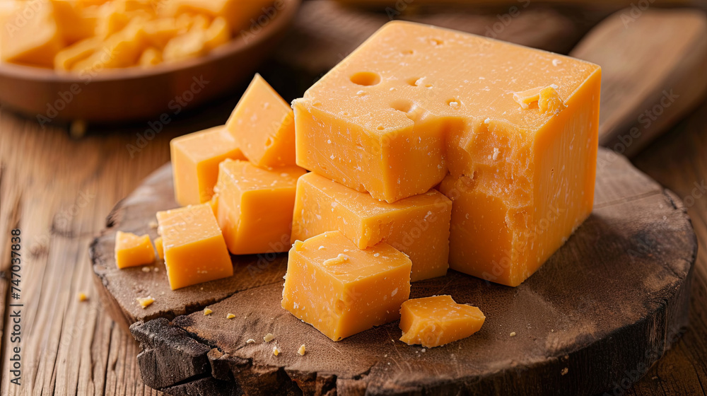 Cheddar cheese is a naturally occurring cheese with a firm texture ...