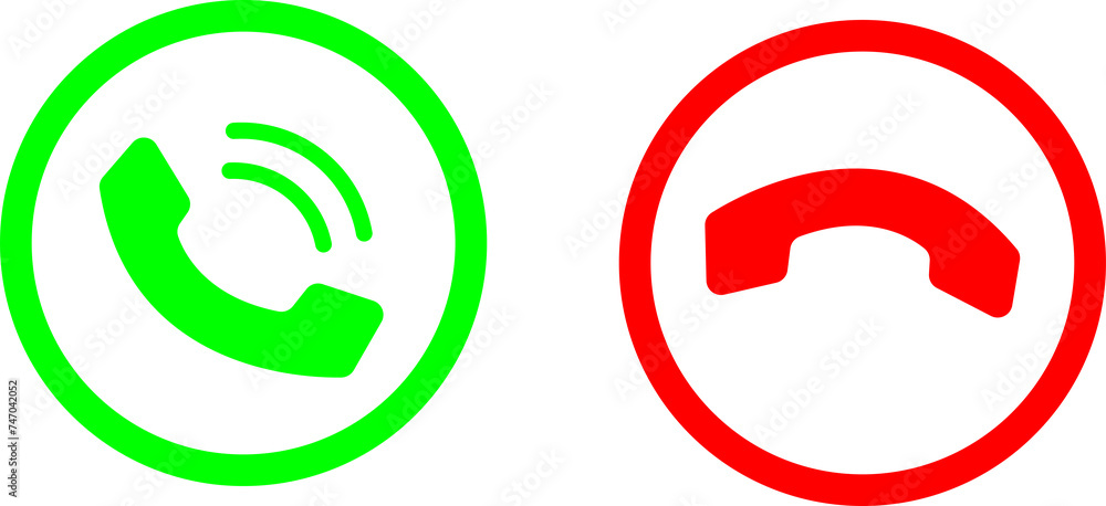 Phone icon. Incoming call and rejection incoming call symbol on ...