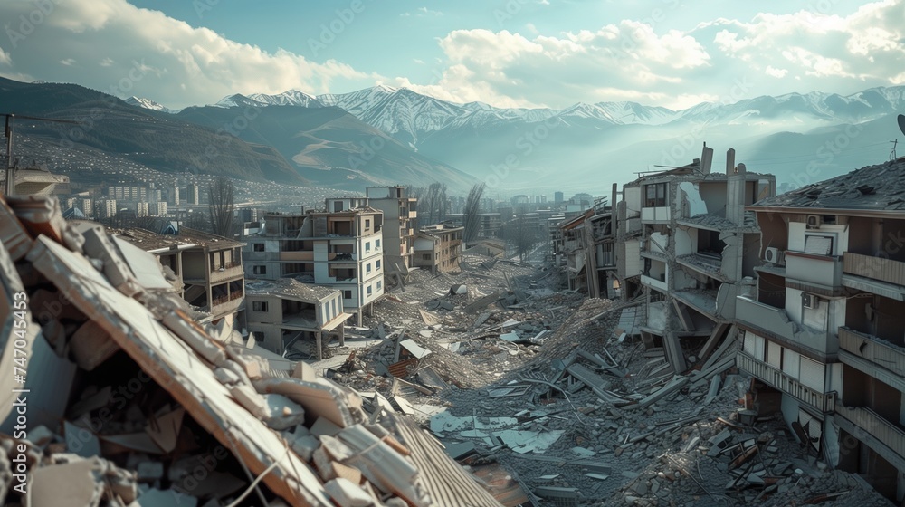 Devastating earthquake strikes urban area, causing catastrophic damage ...