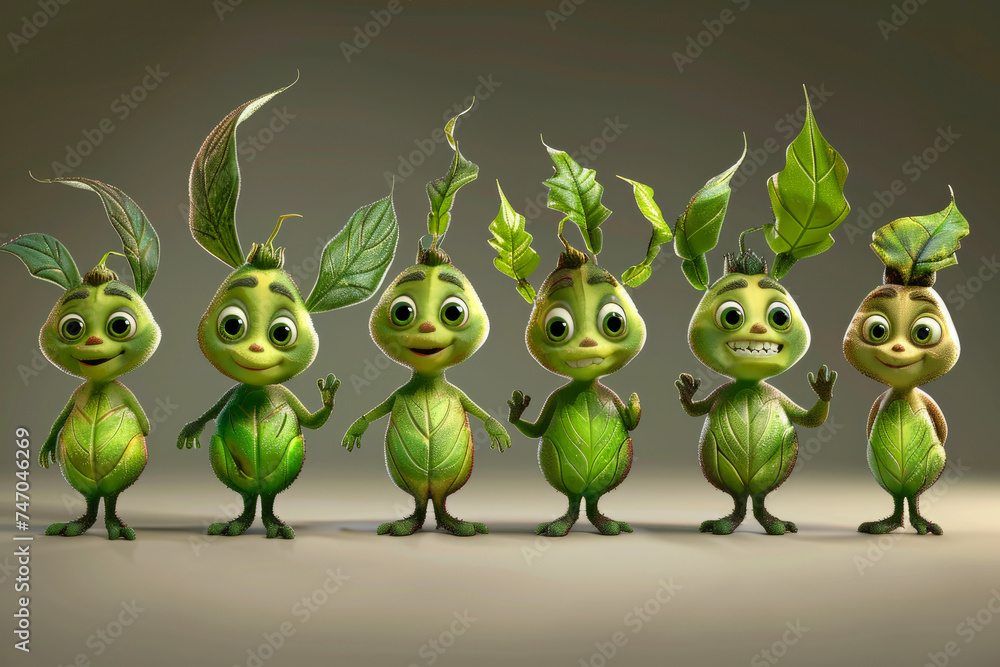 A delightful collection featuring a cute sprouts character in eight ...