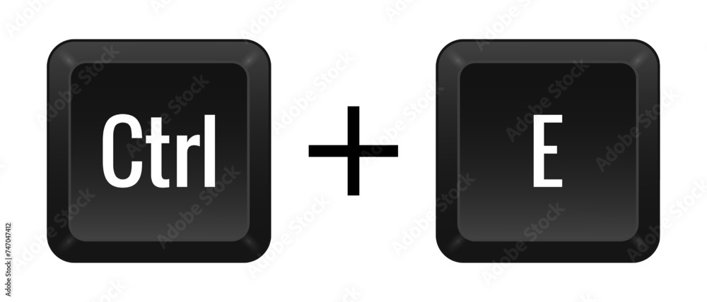 CTRL E Key combination. Keyboard, control, computer, shortcut, laptop ...