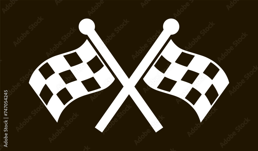 Two crossed racing flags. Championship. Checkered and crosse Vector ... Two crossed racing flags. Championship. Checkered and crosse Vector ...