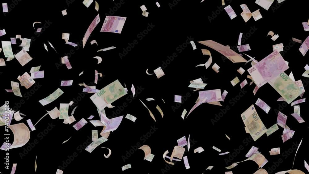 Falling Euros. 50-100-500 Euro rain Alpha channel PNG codec (only ...