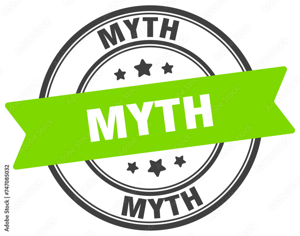 myth stamp. myth label on transparent background. round sign Stock ...