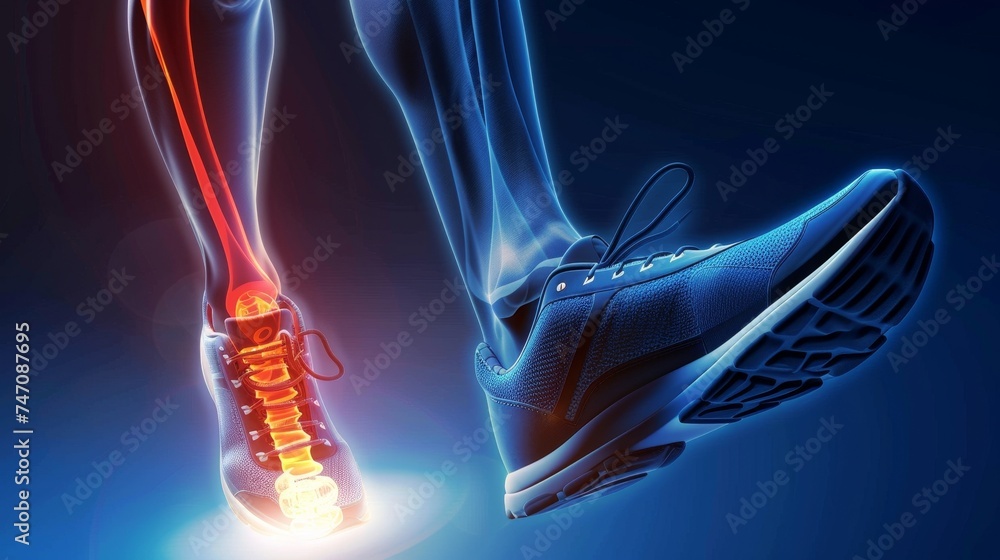Sprained Ankle During a Run - A runner stopping abruptly, reaching down ...