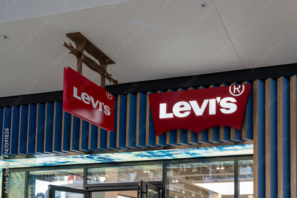 Honolulu, HI, USA - January 14, 2024: Levi's logo sign at their store ...