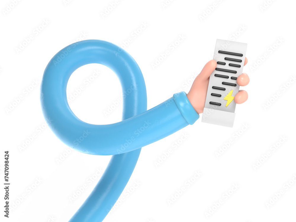 3d female hand holds payment energy bill paper invoice icon design ...