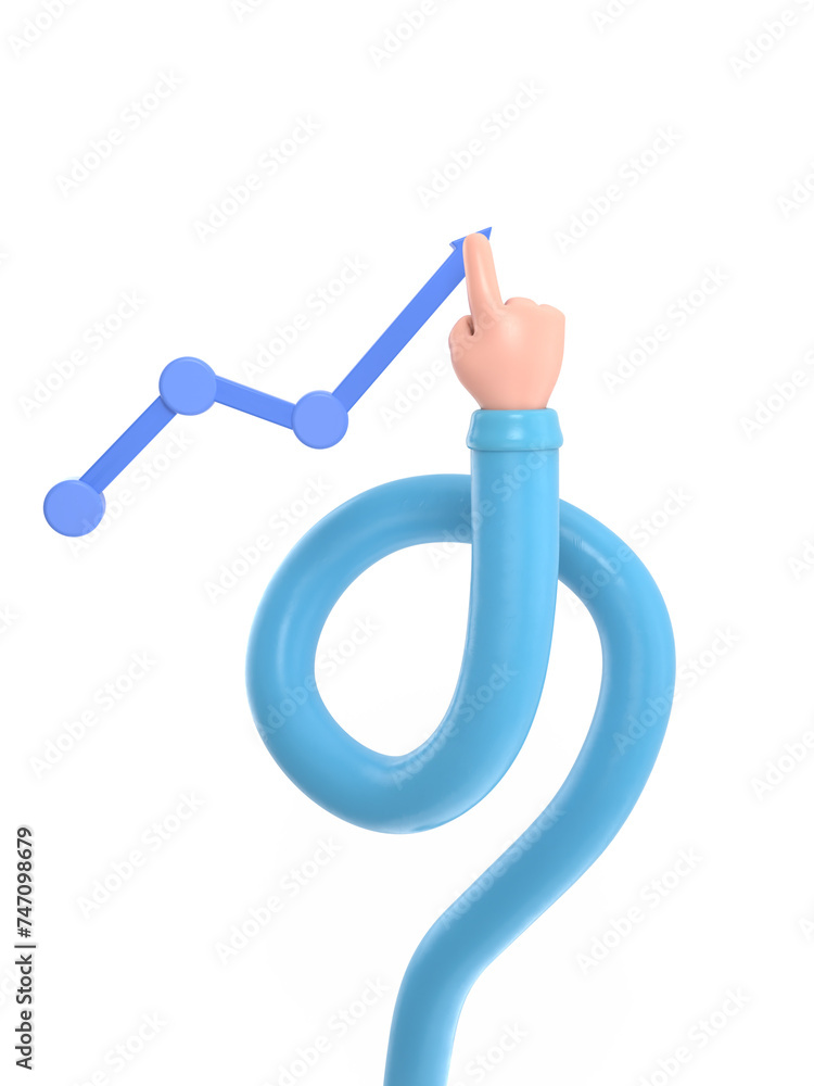 Increase sales. Diagram up. Businessman raises hand financial chart. 3d ...