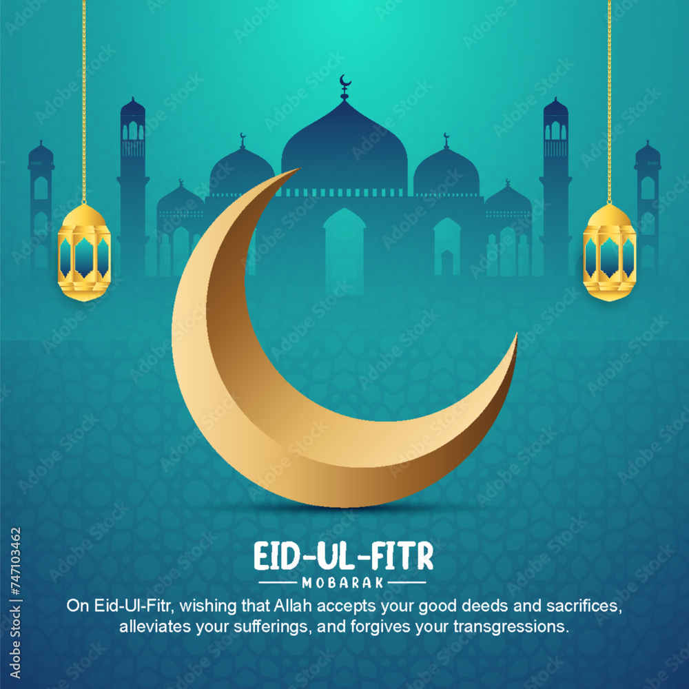 Vetor de Eid Mubarak with Islamic calligraphy, Eid al Fitr Arabic ...