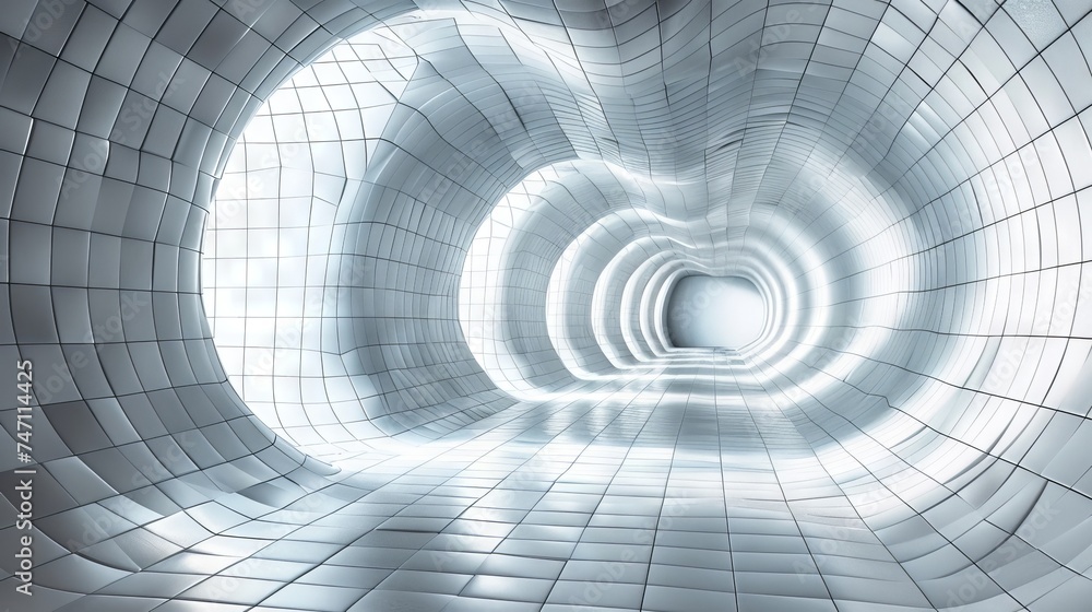 Tunnel or wormhole. Science of 3D tunnels. Wireframe 3D surface tunnel ...