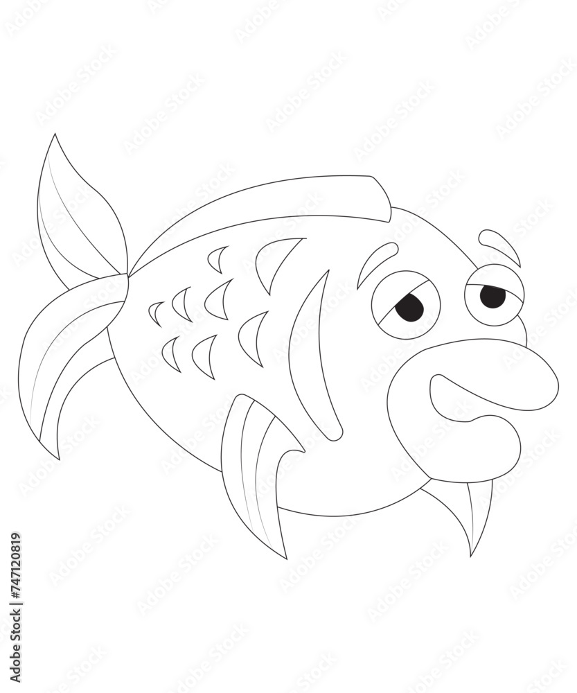 cute fish coloring page for kids Stock Vector | Adobe Stock
