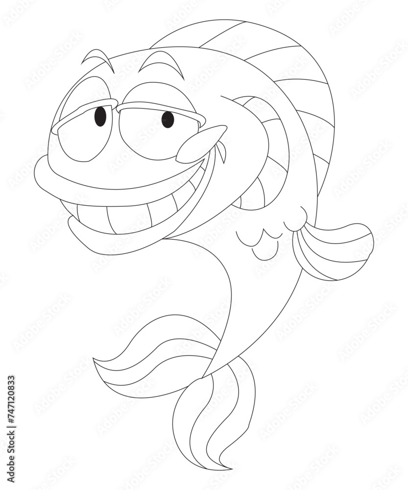 cute fish coloring page for kids Stock Vector | Adobe Stock