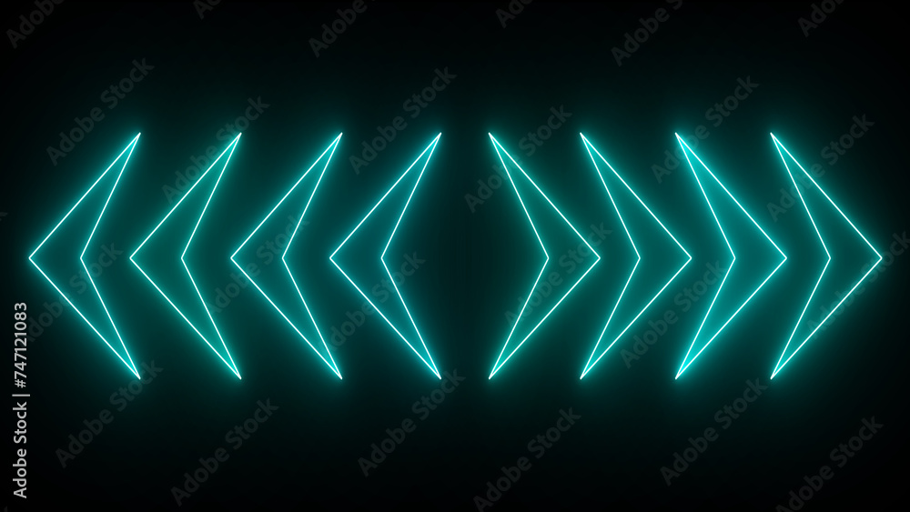 Glowing neon two counter arrows approaching each other. Contradiction ...