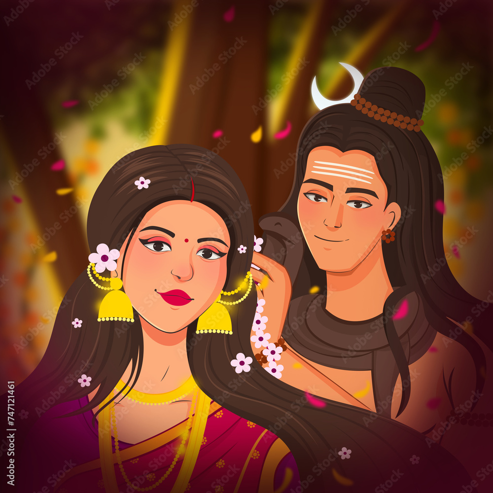 Lord Shiva and Goddess Parvati Vector Art, Mahadev Vector Art and ...