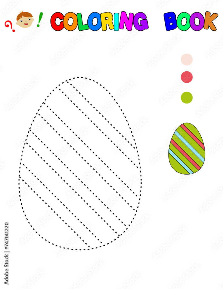 Coloring book with a egg.Easter egg.Coloring pages for kids.Educational ...