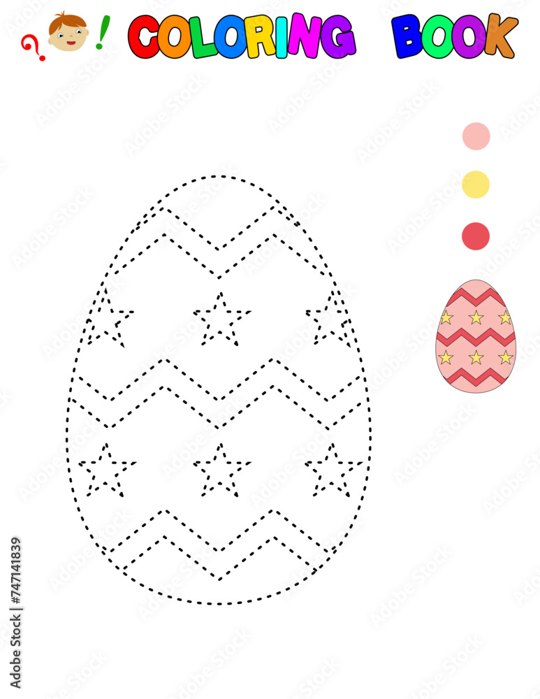 Coloring book with a egg.Easter egg.Coloring pages for kids.Educational ...