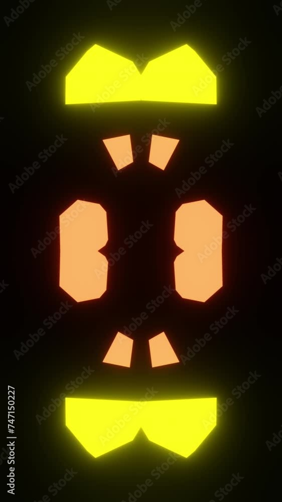 3D seamless loop musical animation with pulsating green and yellow neon ...