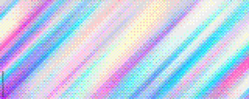 Pixelated diagonal holographic gradient background with dither effect ...