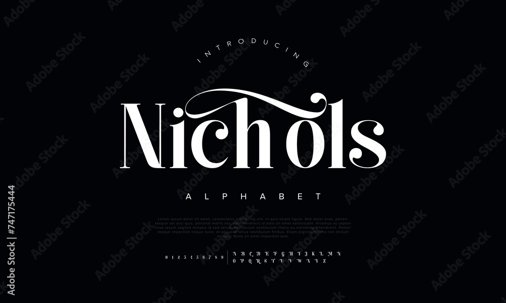 Nichols Abstract Fashion font alphabet. Minimal modern urban fonts for ...