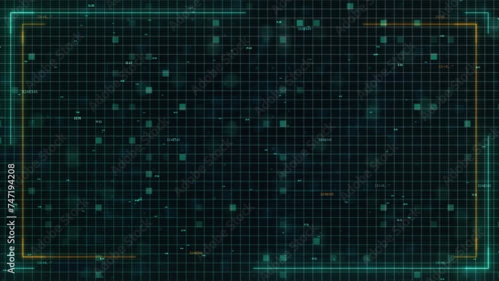 Vidéo Stock Dynamic Grid Background: Digital Frame with HUD, Numbers ...