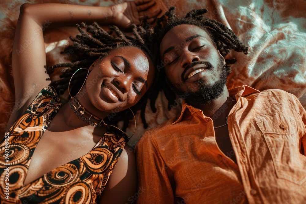 Inverted Harmony: A Beautiful Black Couple Laying Down Upside-Down ...