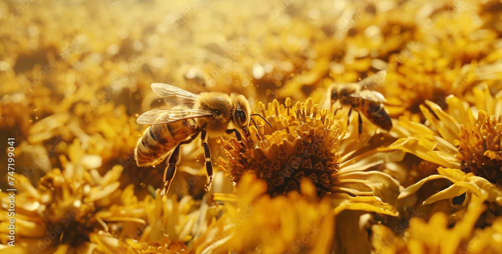 Bee Pollen Basket Full A bee returns to its hive with pollen-laden legs ...