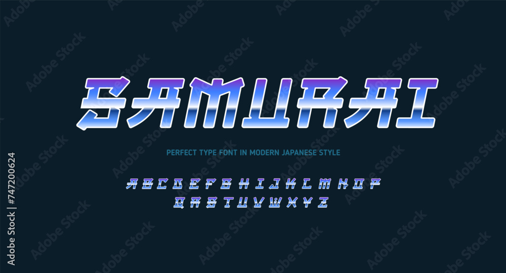 90s Japanese style font type and chrome alphabet in cyberpunk style ...