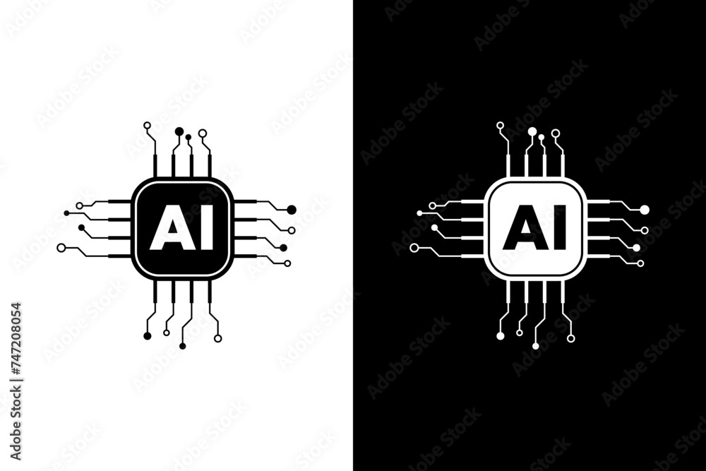 AI generator or processor. Artificial intelligence concept. AI ...