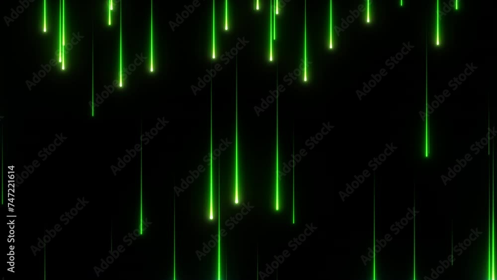 Vidéo Stock Loop glow green particles falling down animation on black ...